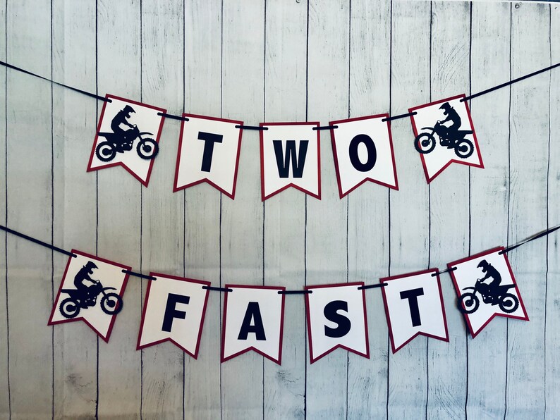 Two Fast Dirt Bike Banner Dirt Bike Banner Two Year Old | Etsy