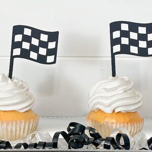 Checkered Flag Cupcake Toppers, Race Party Cupcake Toppers, Dirt Bike ...