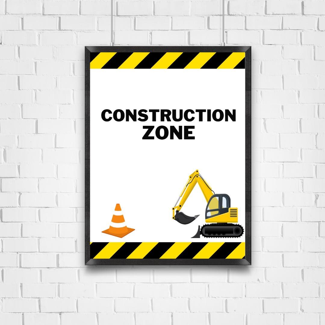 Construction Zone Printable, Construction Party Decor, Construction ...