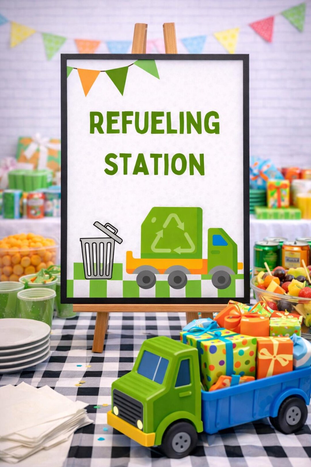 Trash Truck Printable Sign, Refueling Station Printable Sign, Trash ...