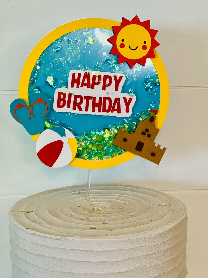 Beach Shaker Birthday Cake Topper, Summer Pool Party Decor - Etsy