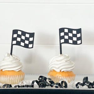 Checkered Flag Cupcake Toppers, Race Party Cupcake Toppers, Dirt Bike ...