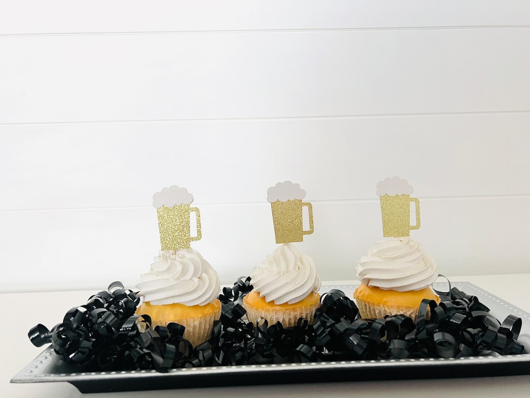 Beer Cupcake Toppers, Beer Themed Party Decor, Party Drink Toppers ...