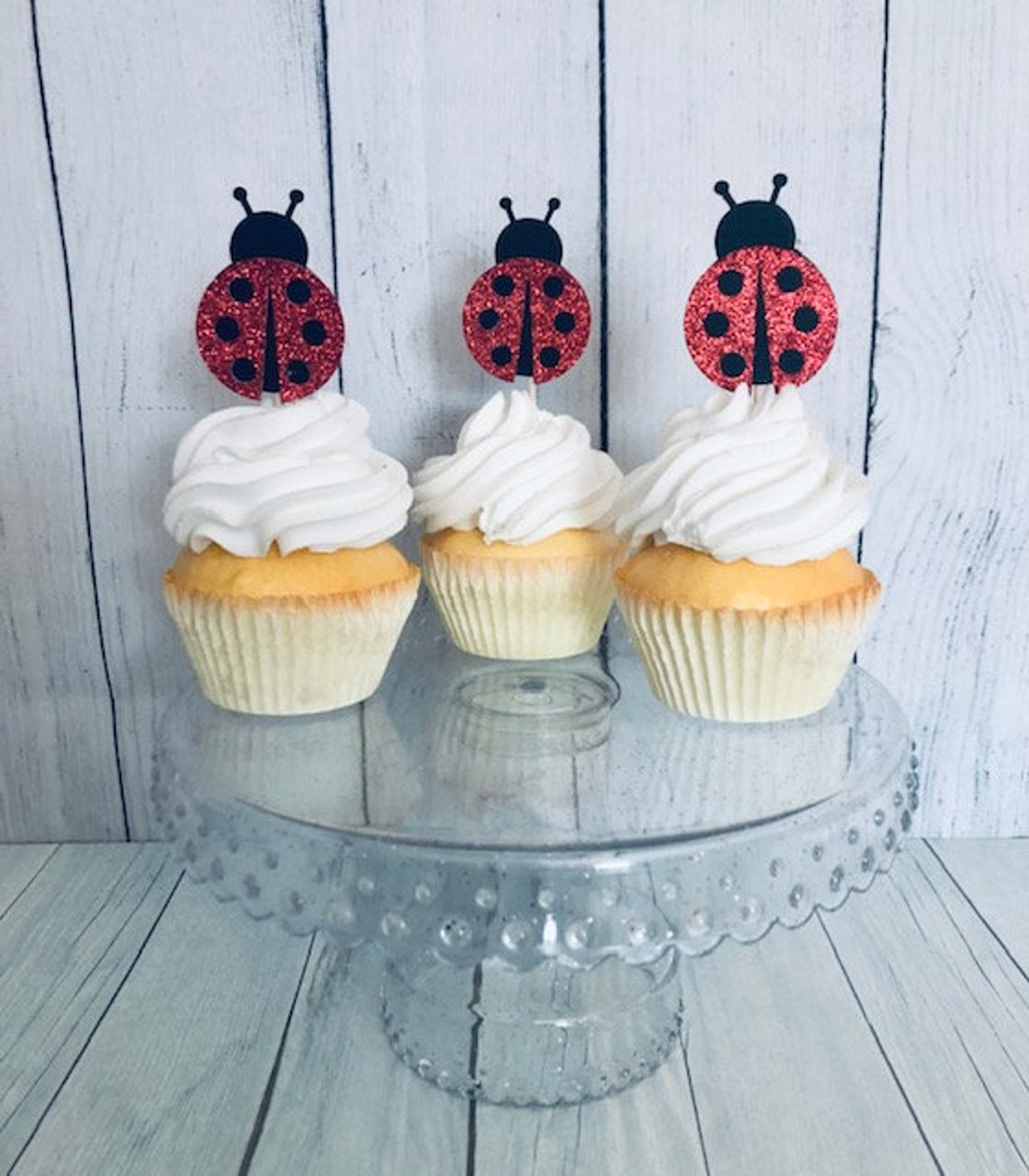 Lady Bug Cupcake Toppers Lady Bug Party Decor Cupcake | Etsy