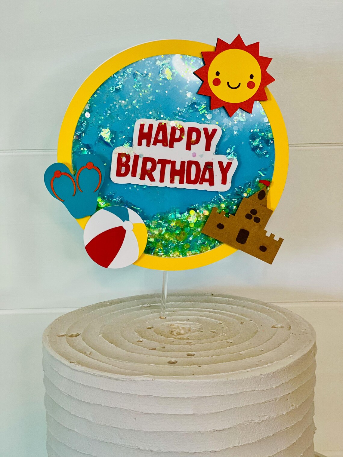 Beach Shaker Cake Topper, Beach Cake Topper, Beach Themed Party, Pool ...