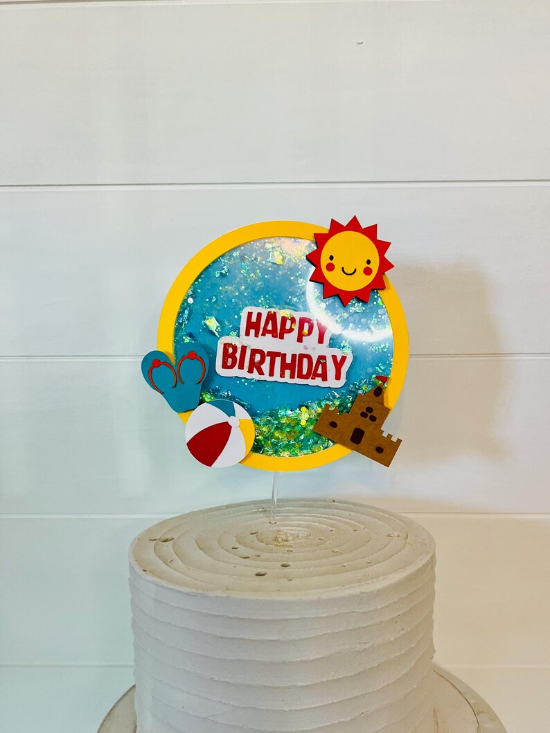 Beach Shaker Birthday Cake Topper, Summer Pool Party Decor - Etsy