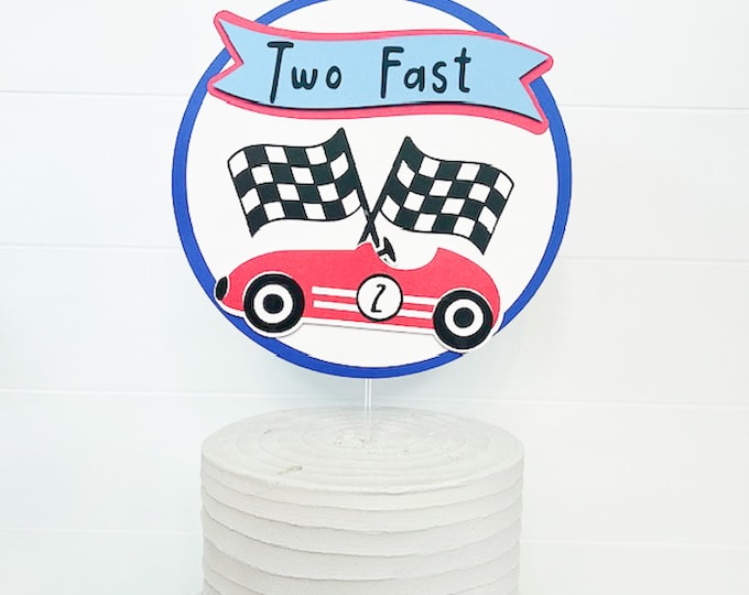 Two Fast Cake Topper Custom Racecar Charm Acrylic Birthday Decorations Race Theme Party Decor ...
