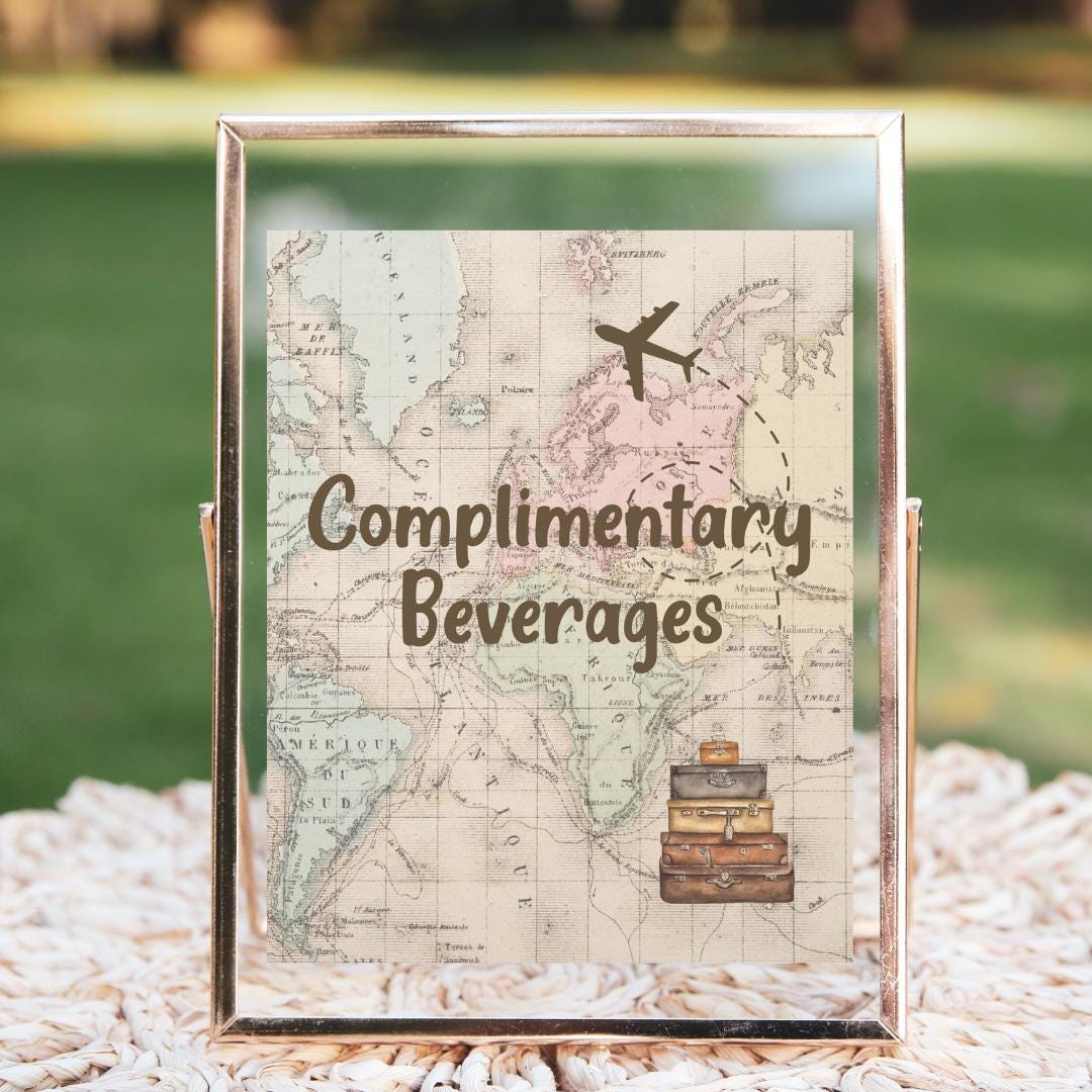 Traveling From Miss to Mrs Printable, Complimentary Beverages, Bridal ...