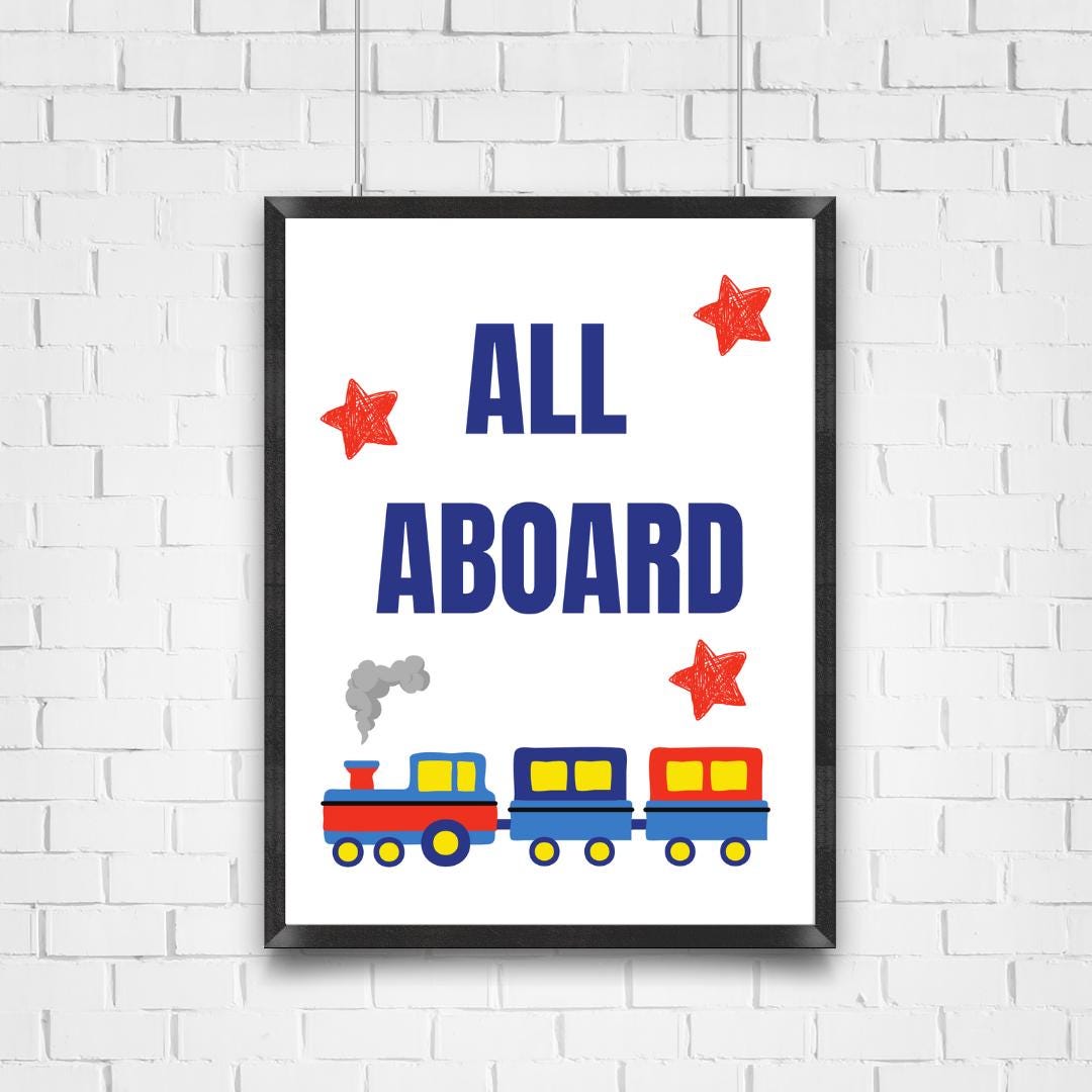 Train Party Printable, All Aboard Train Sign, Railroad Party Decor ...