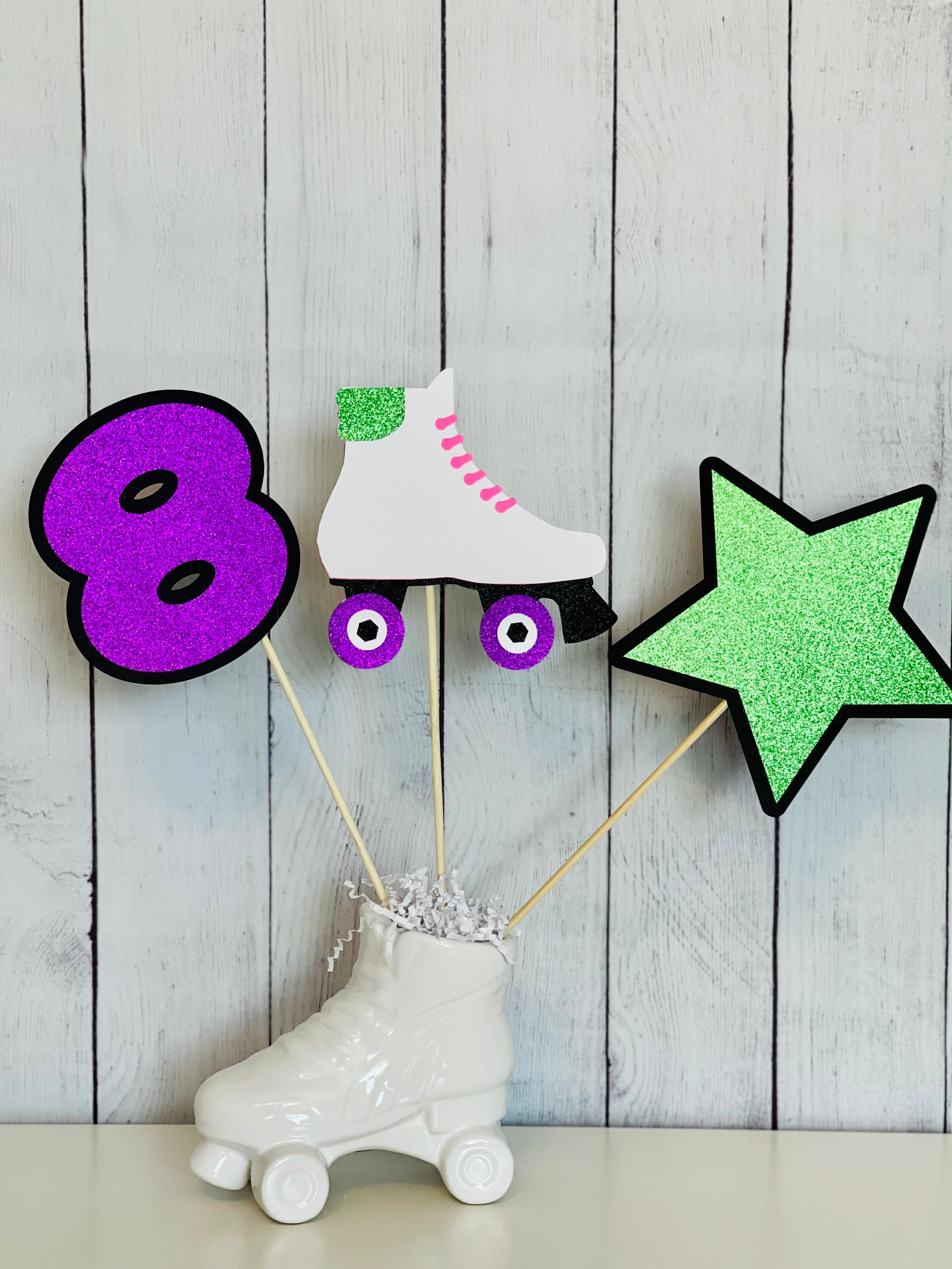 Sparkly Roller Skate Birthday Centerpieces, Party Decor - Etsy