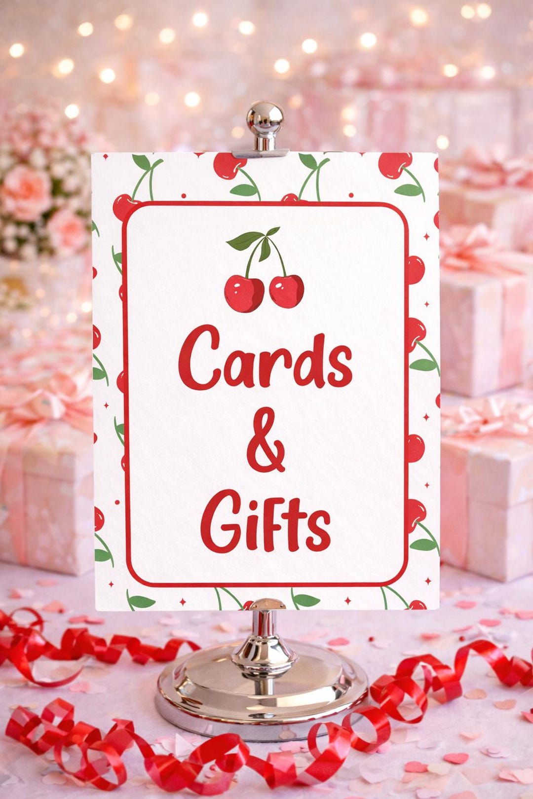 Cherry Cards and Gifts Sign, Printable Table Sign for Party, Wedding ...