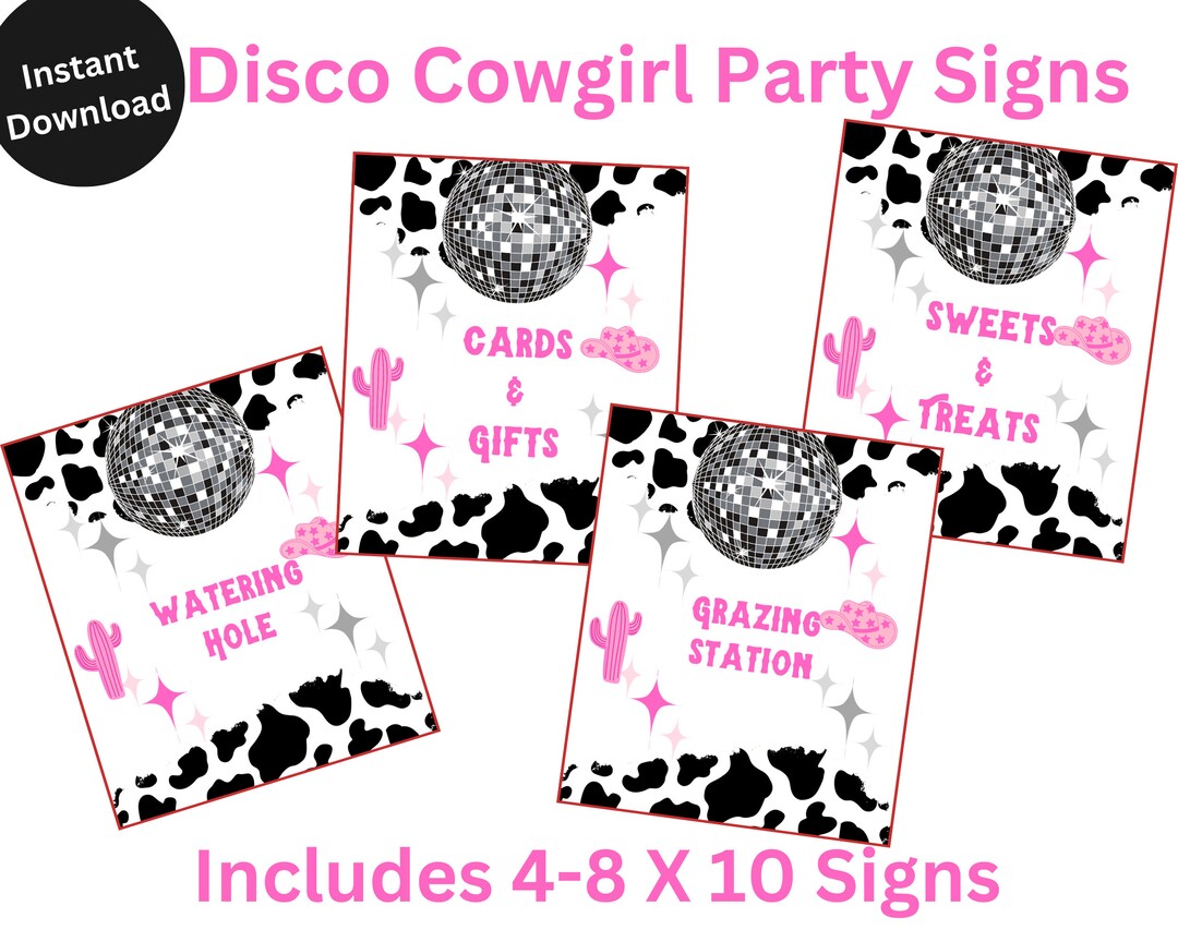 Disco Cowgirl Printable Party Signs ,bachelorette Party Decor - Rodeo ...