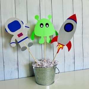 Outer Space Party Centerpieces, Rocket, Astronaut, Alien, Set of 3 - Etsy