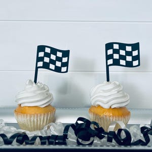 Checkered Flag Cupcake Toppers, Race Party Cupcake Toppers, Dirt Bike ...