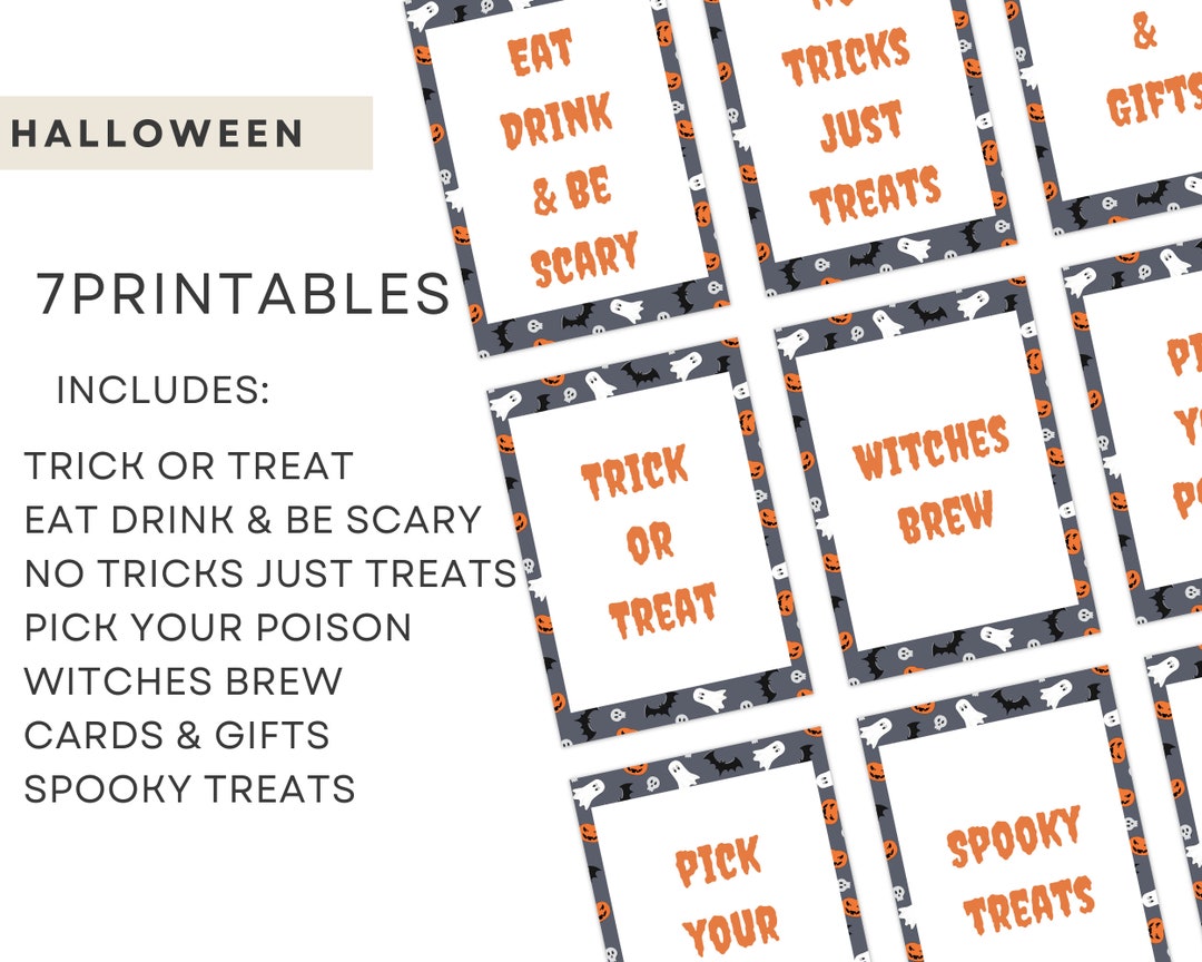 Halloween Printable Signs, Halloween Party Decor, Halloween Printables ...