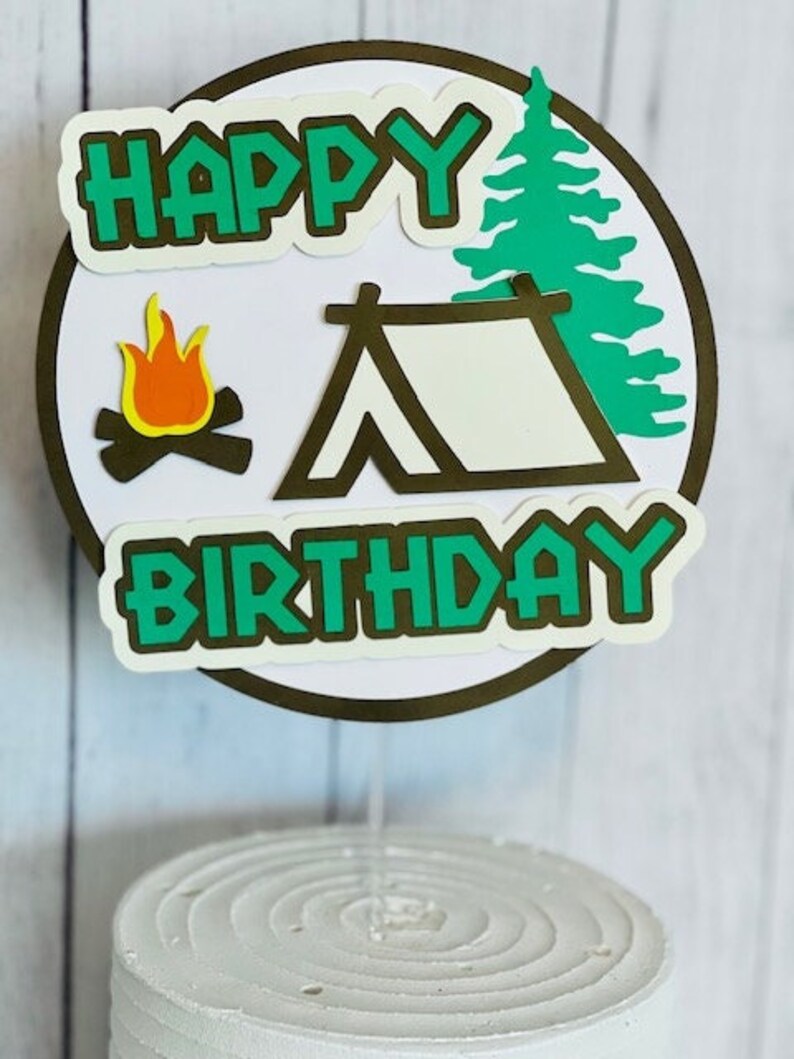 Camping Birthday Cake Topper Camping Cake Decor Camping - Etsy