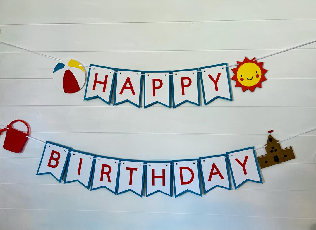 Beach Birthday Banner, Beach Party Decor, Beach Theme Party, Pool Party ...