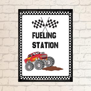 Monster Truck Party Sign, Printable Monster Truck Party Sign, Fueling ...