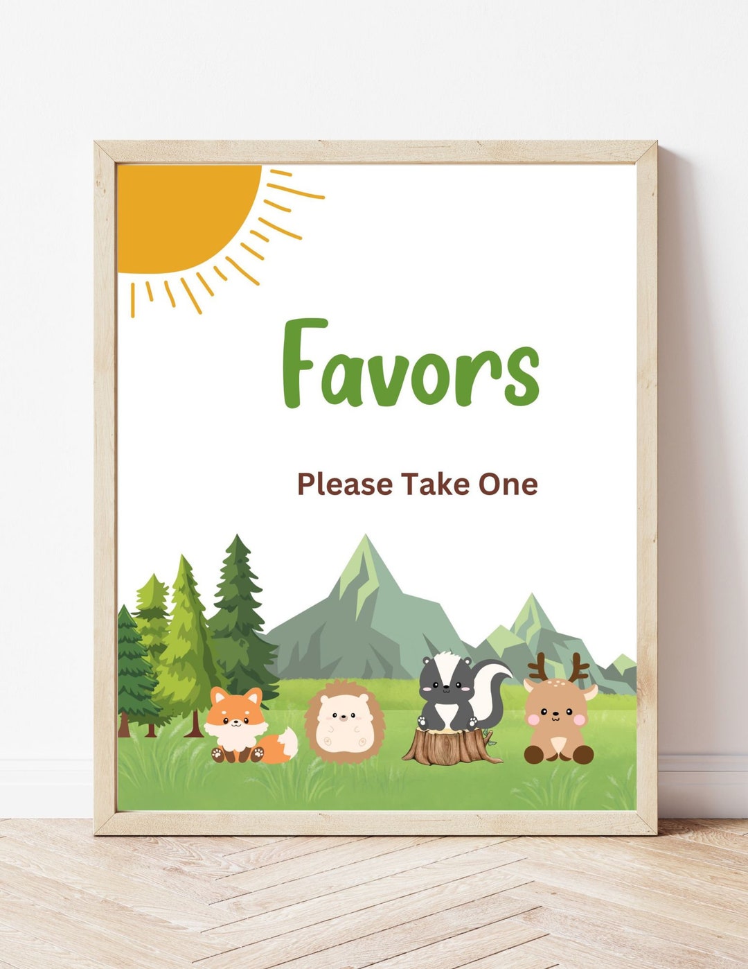 Woodland Creatures Favors Printable Sign, Forest Animals, Woodland ...