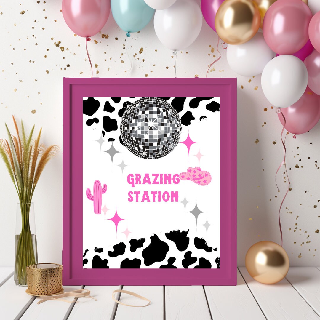 Grazing Station Party Printable, Disco Cowgirl Party Printable, Cowgirl ...