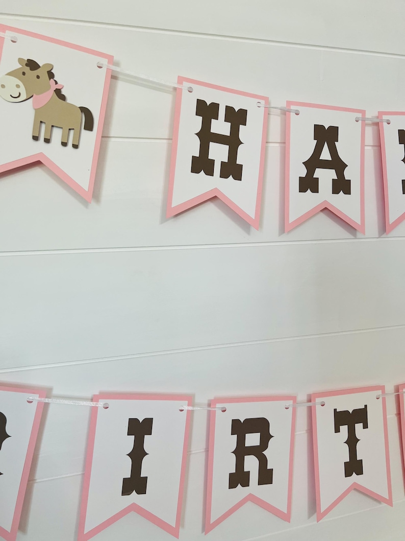 Pink Cowgirl Birthday Banner, Western Party Decor - Etsy