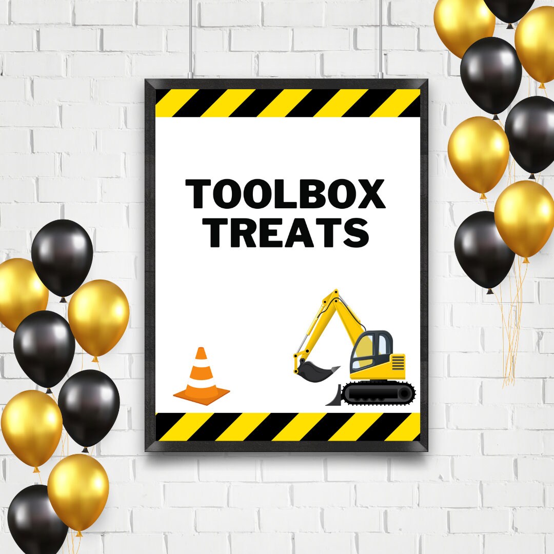 Construction Party Printable Sign, Toolbox Treats Sign, Construction ...