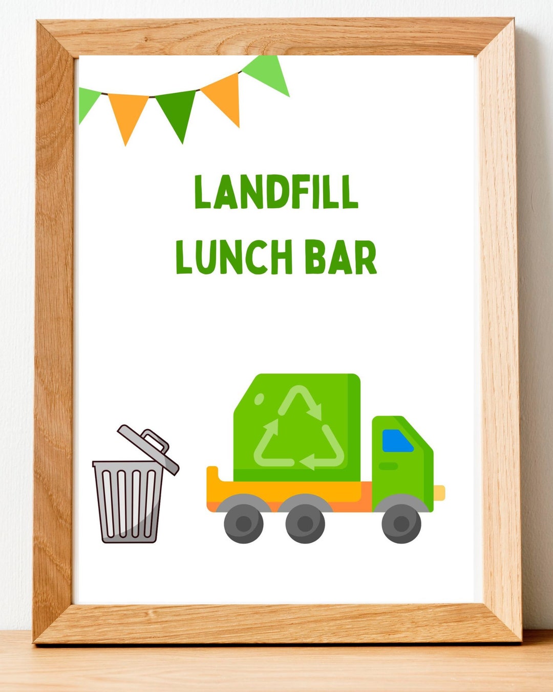 Trash Truck Printable Sign, Landfill Lunch Bar Printable Sign, Trash ...