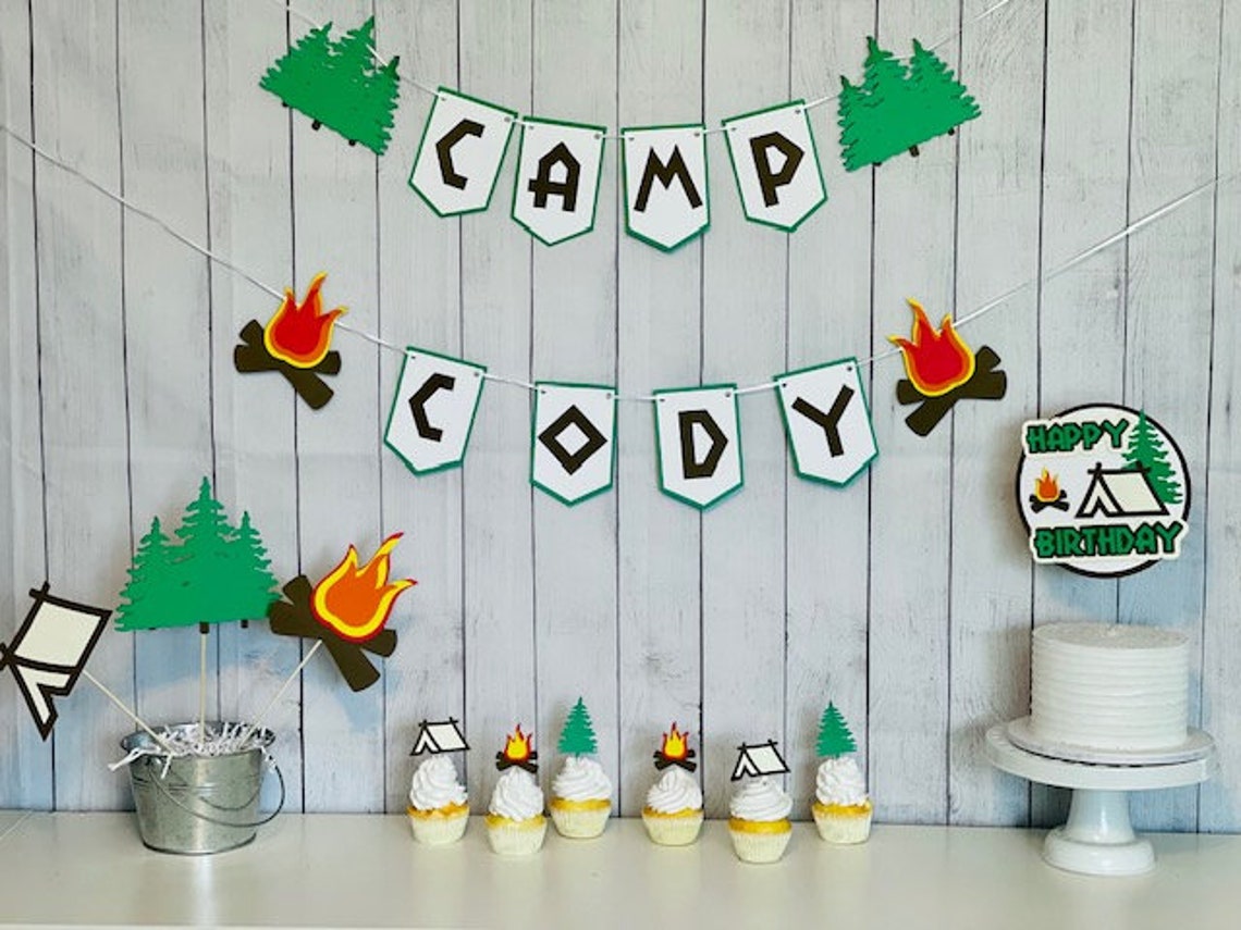 Camping Birthday Banner Camping Banner Camp Name Banner | Etsy
