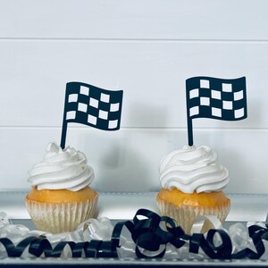 Checkered Flag Cupcake Toppers, Race Party Cupcake Toppers, Dirt Bike ...