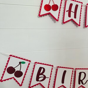Cherry Happy Birthday Banner, Red Glitter Party Garland - Etsy