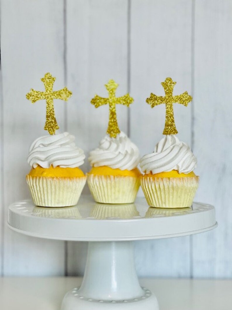 Cross Cupcake Toppers Gold Cross Cupcake Toppers Easter - Etsy
