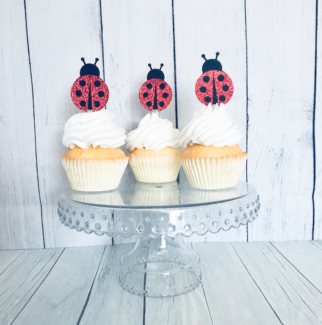 Lady Bug Cupcake Toppers, Lady Bug Party Decor, Cupcake Toppers, Lady ...