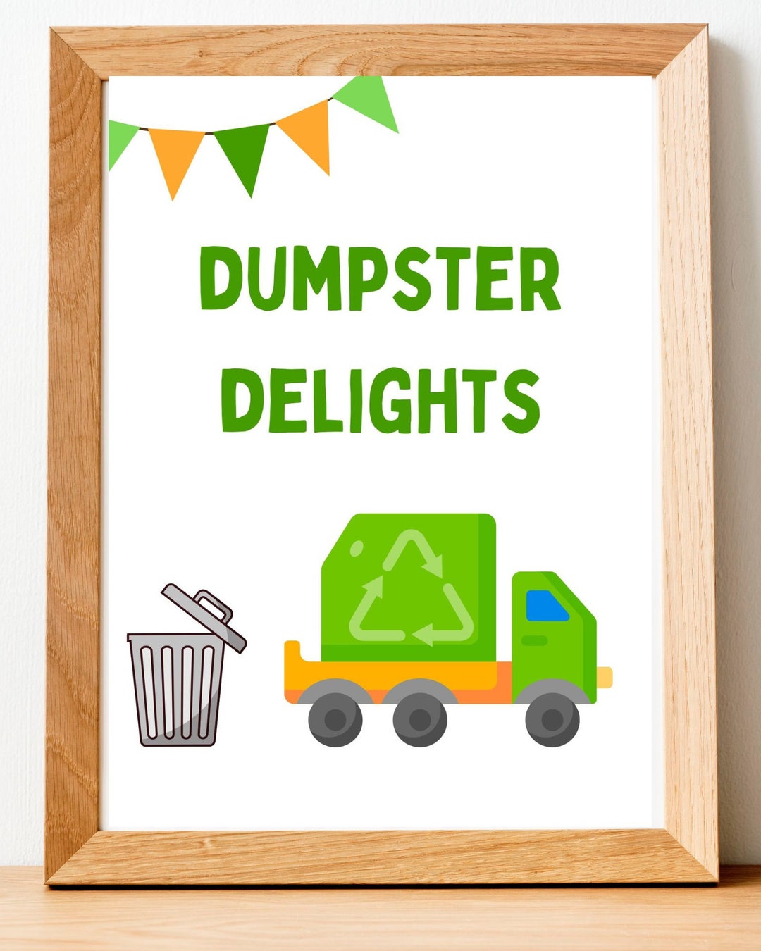 Trash Truck Printable Sign, Dumpster Delights Printable Sign, Trash ...
