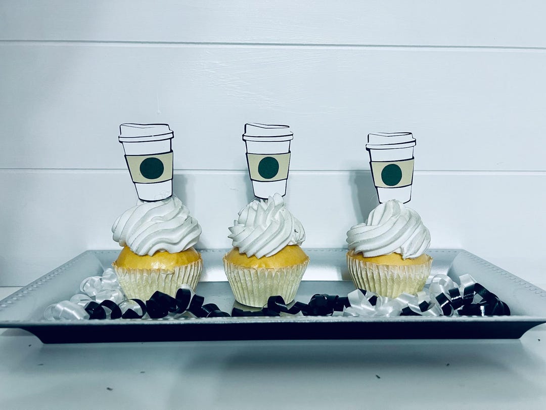 Coffee Cupcake Toppers, Coffee Lover Party Decor, Latte Cupcake Toppers ...
