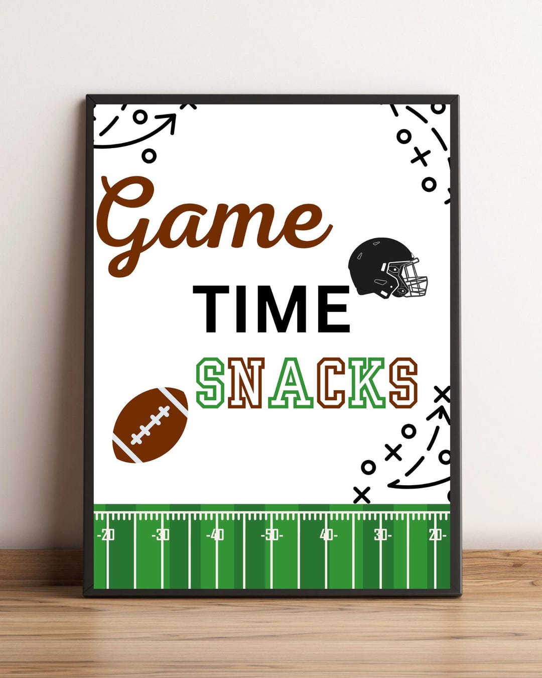 Football Party Sign, Printable Party Signs, Game Time Snacks Sign ...