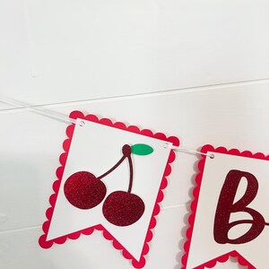 Cherry Happy Birthday Banner, Red Glitter Party Garland - Etsy