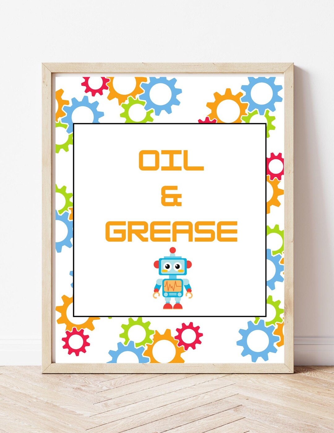 Robot Oil and Greese Printable Party Sign, Robot Themed Party, Robot ...