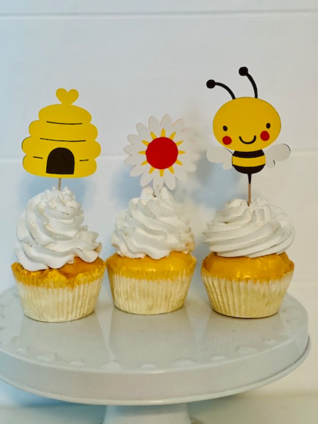 Bee Cupcake Toppers, Bee Party Decor, Bee Gender Reveal Cupcake Toppers ...