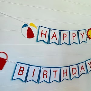 Beach Birthday Banner, Tropical Party Decor, Summer Vibes Birthday ...