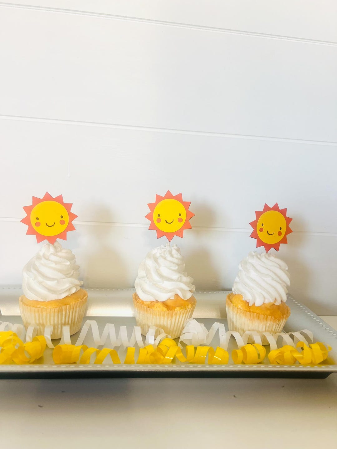 Sun Cupcake Toppers, Summer Party Decorations, Sunny Birthday Cupcake ...