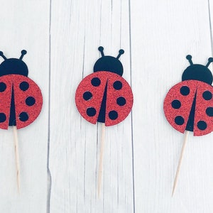 Lady Bug Cupcake Toppers, Lady Bug Party Decor, Cupcake Toppers, Lady ...