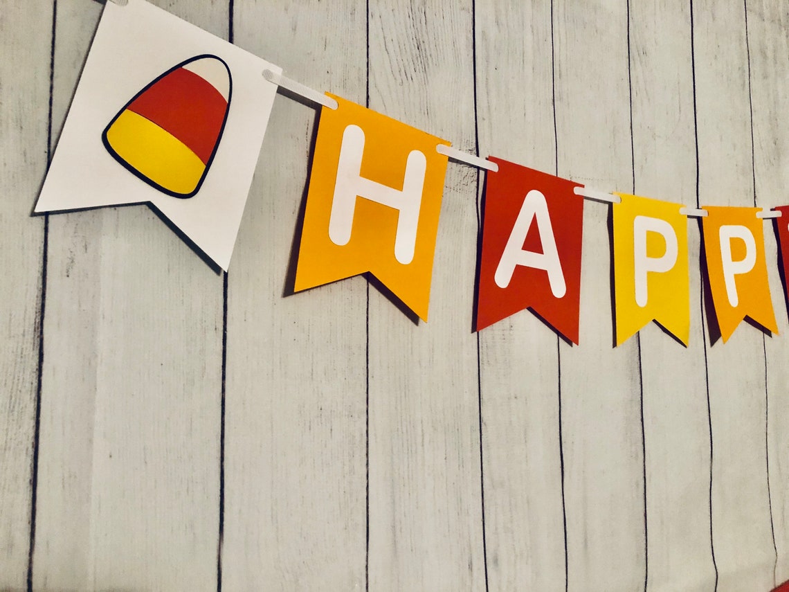 Candy Corn Birthday Banner Candy Corn Banner October | Etsy