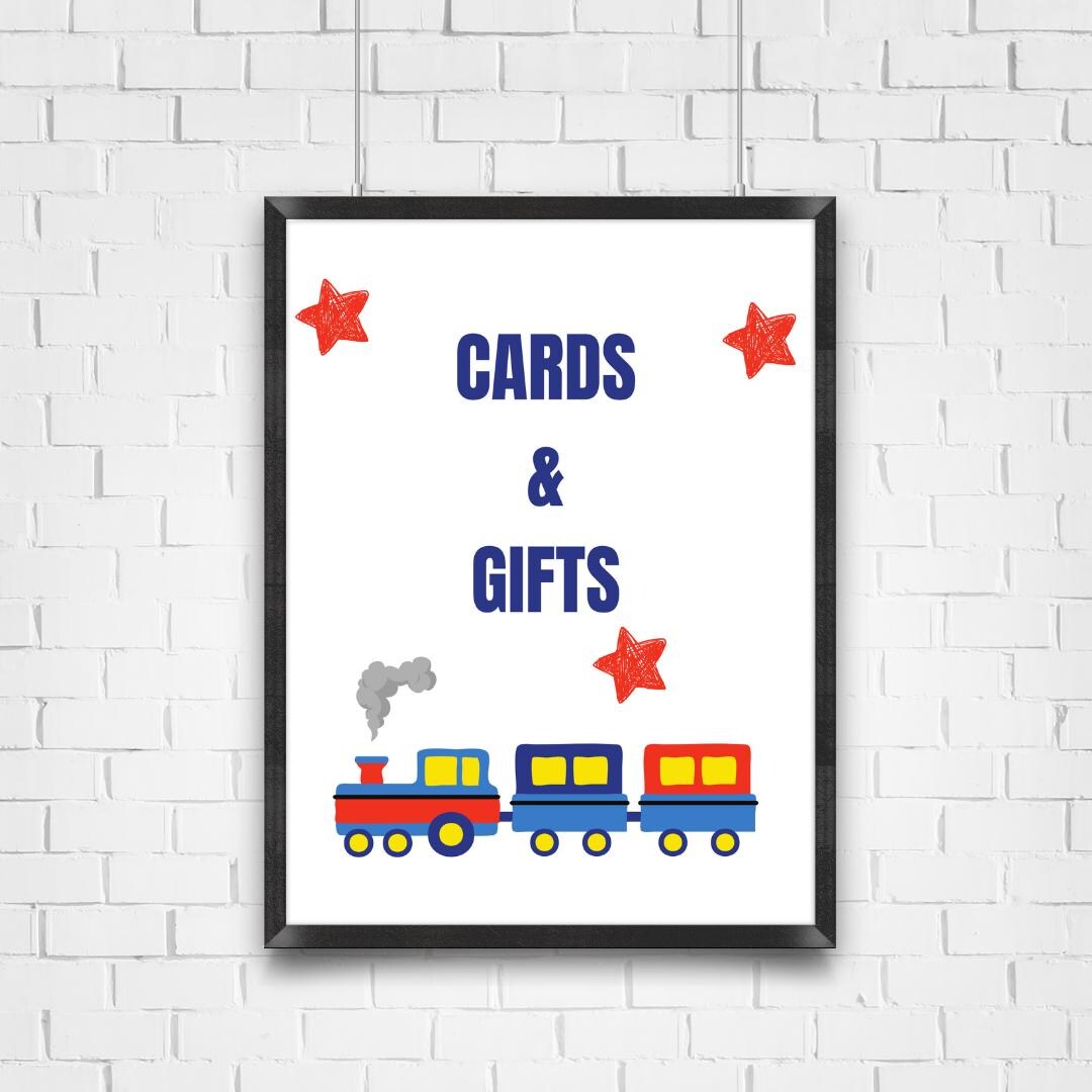 Train Party Cards & Gifts Sign Printable (8x10) - Etsy