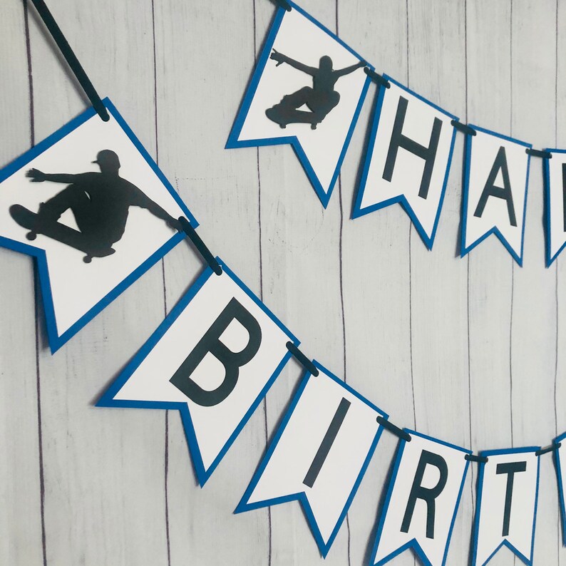 Skateboard Birthday Banner Skateboard Banner Skateboard - Etsy