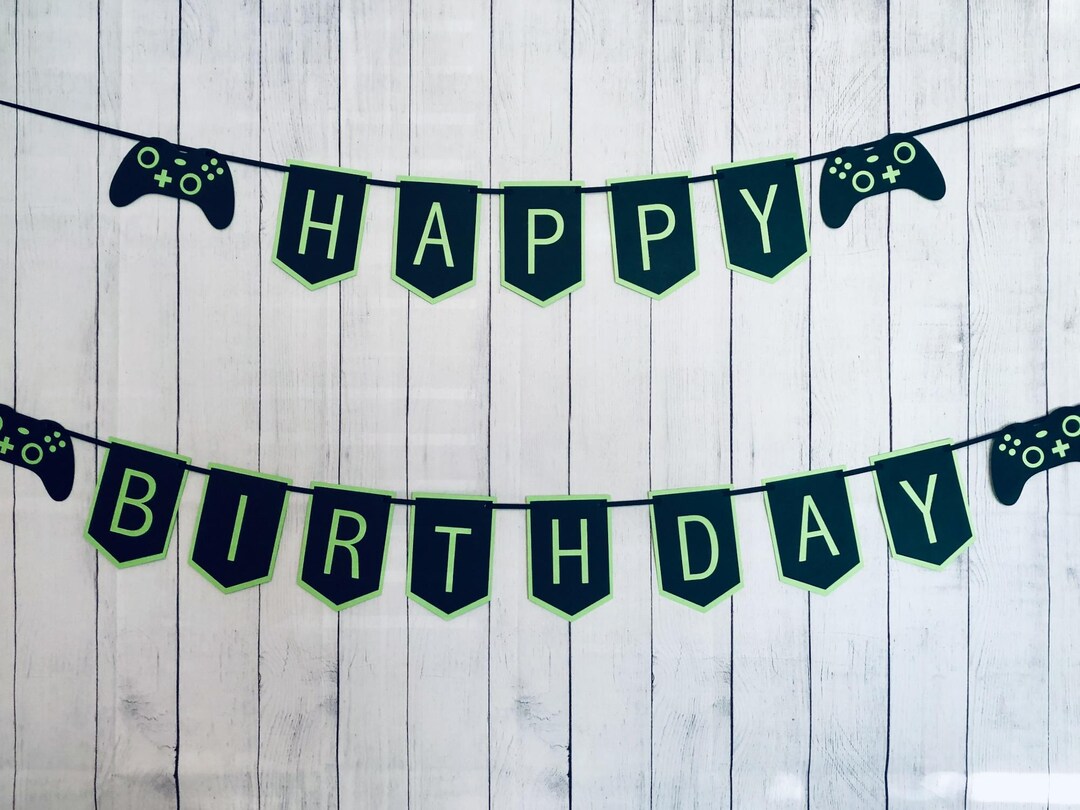 Video Game Birthday Banner, Gamer Party Decor, Level up Garland, Gaming ...