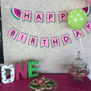 Watermelon Birthday Banner, Watermelon Birthday, Happy Birthday Banner ...
