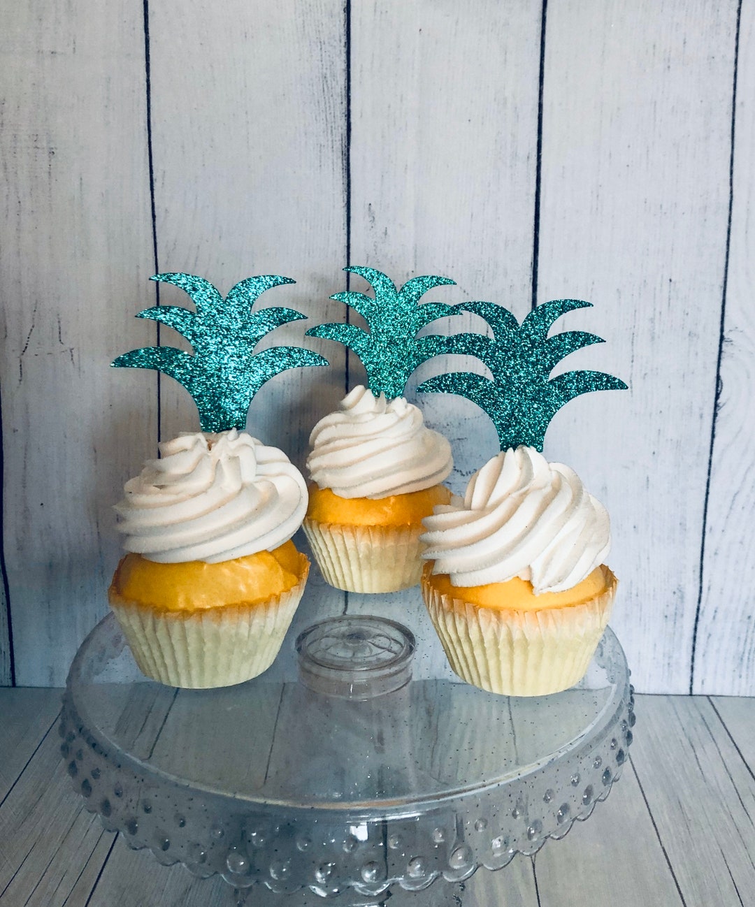 Glitter Pineapple Cupcake Toppers, Hawaiian Luau Party Decor - Etsy