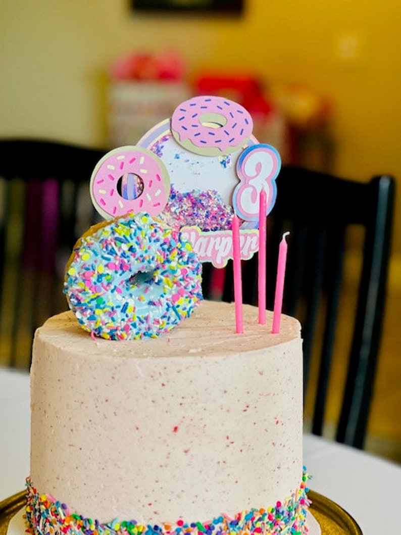 Donut Cake Topper Donut Shaker Cake Topper Sparkly Donut - Etsy