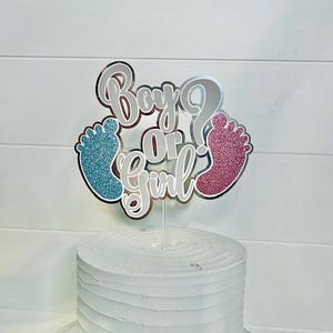 Gender Reveal Cake Topper, Boy or Girl Cake Topper, Gender Reveal Party ...