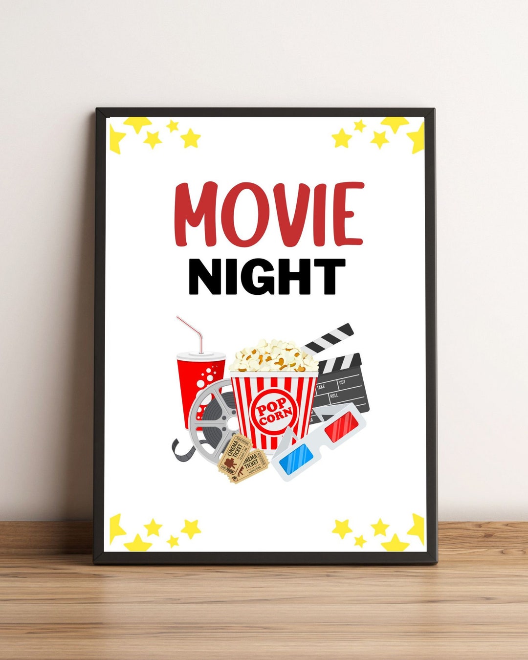Movie Night Party Sign, Hollywood Theme Decor (printable) - Etsy
